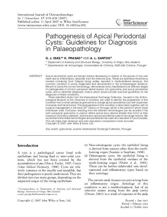 (PDF) Pathogenesis of apical periodontal cysts: guidelines for ...