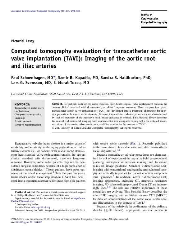 (PDF) Computed tomography evaluation for transcatheter aortic valve ...