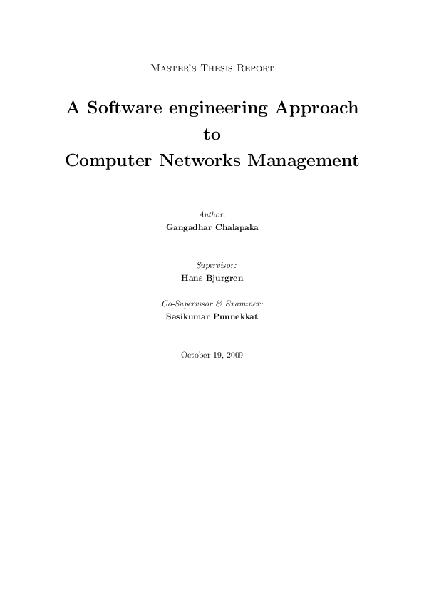 (PDF) A Software Engineering Approach to Computer Networks Management