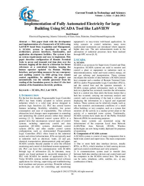 Pdf Implementation Of Fully Automated Electricity For Large Building Using Scada Tool Like Labview 