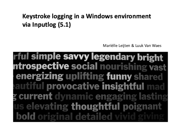 (PDF) Keystroke logging in a Windows environment via Inputlog (5.1)