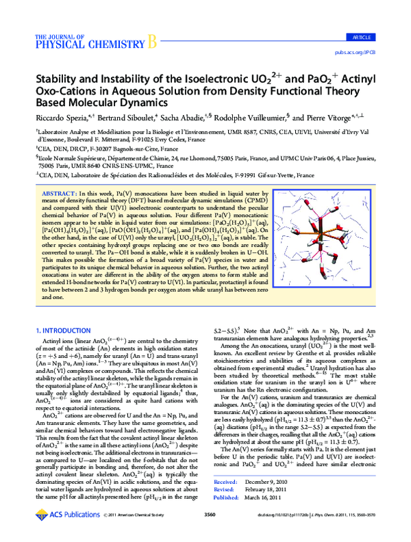(PDF) Stability and Instability of the Isoelectronic UO22+ and PaO2 ...