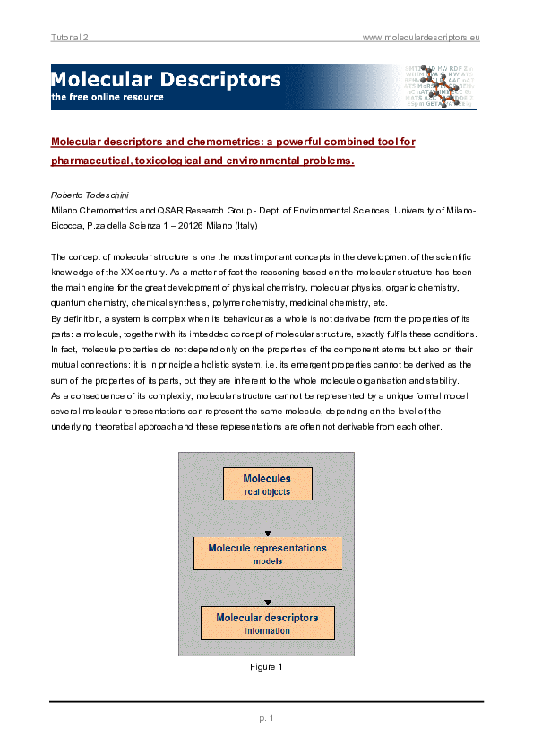 (PDF) Molecular descriptors and chemometrics: a powerful combined tool ...