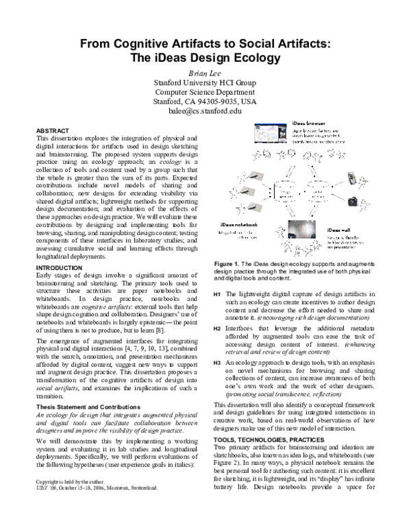 (PDF) From Cognitive Artifacts to Social Artifacts: The iDeas Design ...