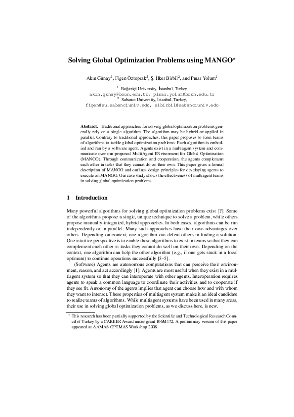 (PDF) Solving global optimization problems using MANGO