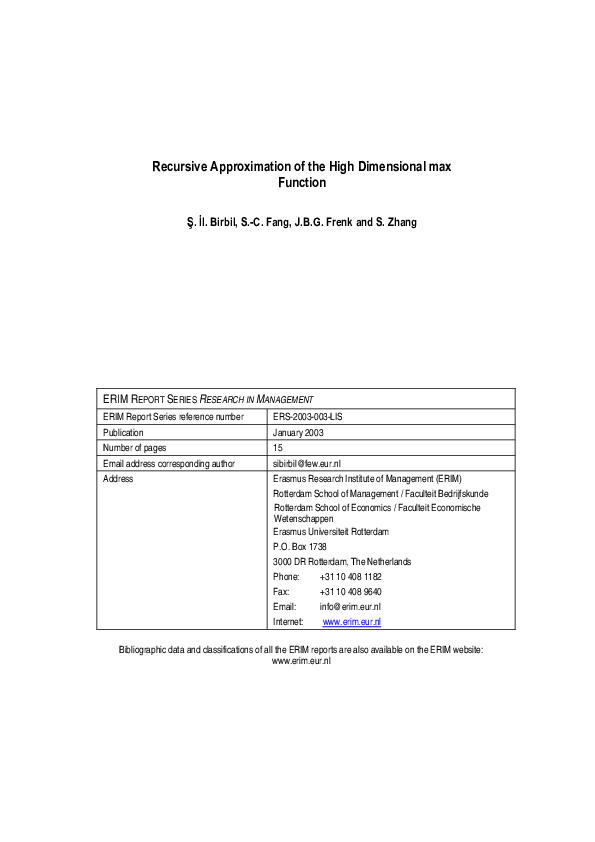 (PDF) Recursive approximation of the high dimensional max function