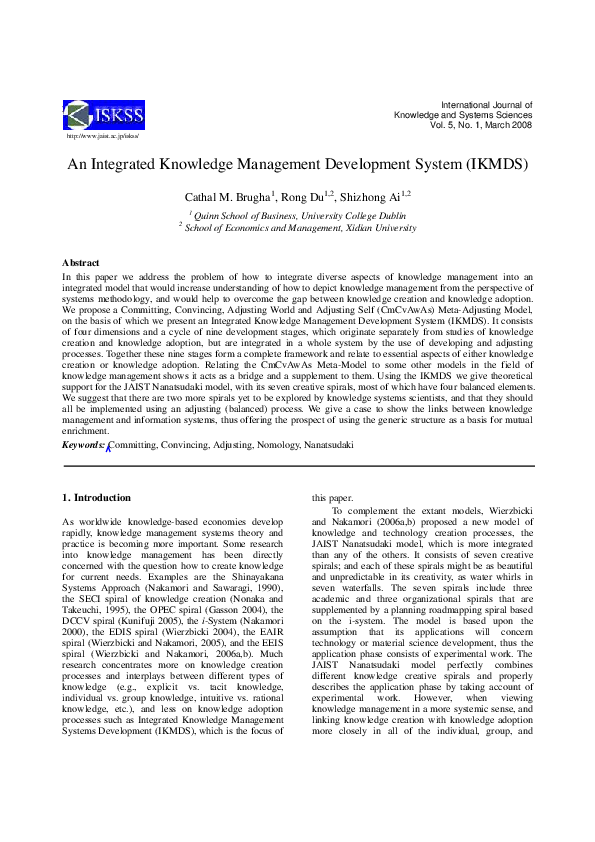 (PDF) An Integrated Knowledge Management Development System (IKMDS)