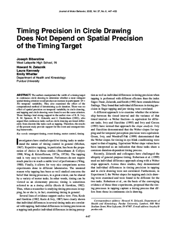 (PDF) Timing precision in circle drawing does not depend on spatial ...