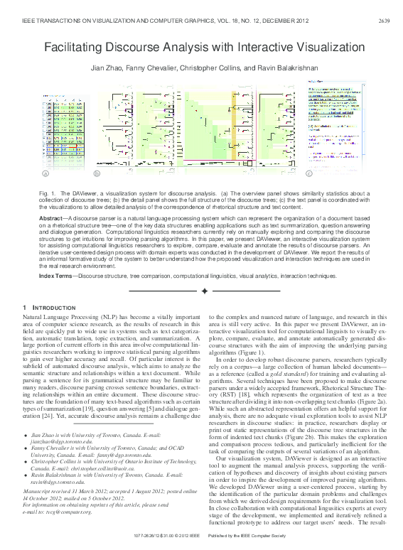 Pdf Facilitating Discourse Analysis With Interactive Visualization