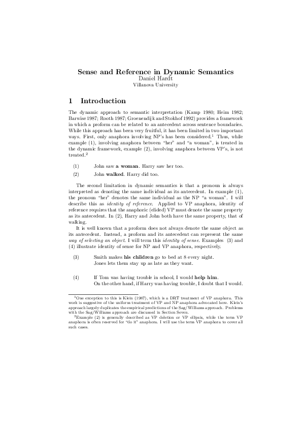 (PDF) Sense and reference in dynamic semantics