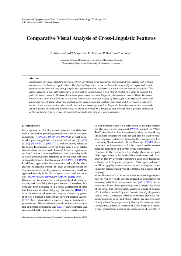 Pdf Comparative Visual Analysis Of Cross Linguistic Features