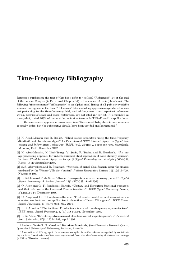 (PDF) Time-Frequency Bibliography