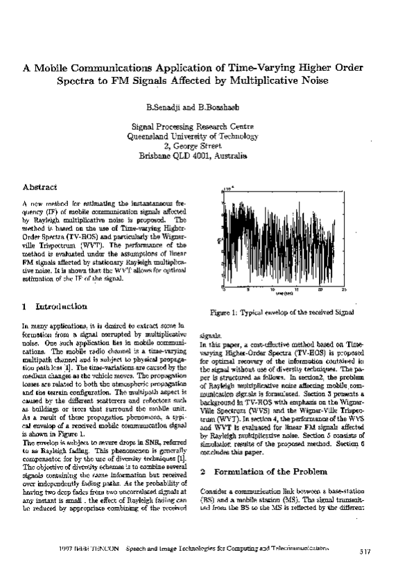 (PDF) A mobile communications application of time-varying higher order spectra to FM signals ...