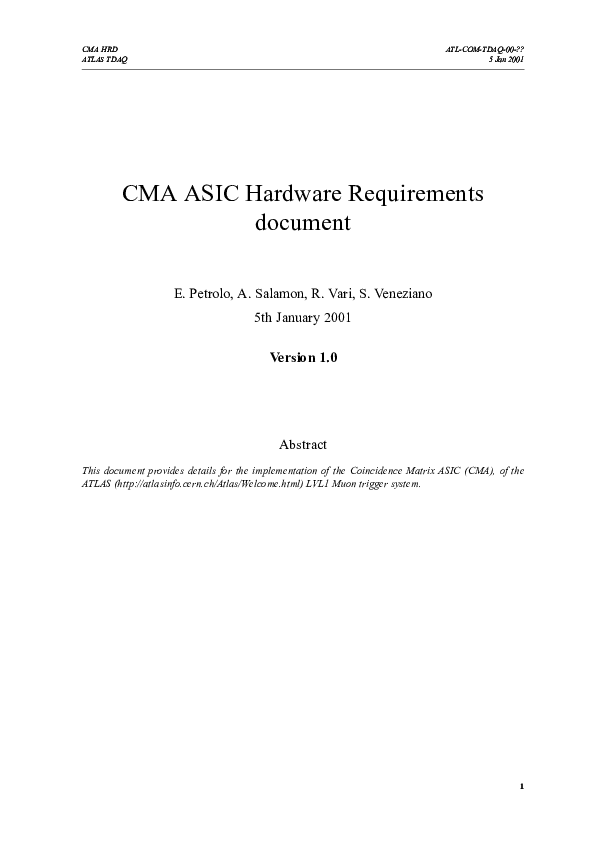 (PDF) CMA ASIC Hardware Requirement document