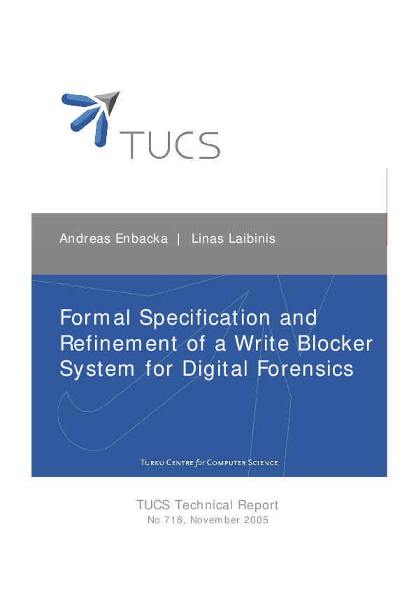 Pdf Formal Specification And Refinement Of A Write Blocker System For Digital Forensics