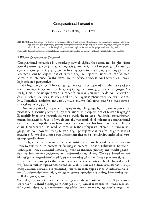 (PDF) Computational semantics (PDF) Computational semantics