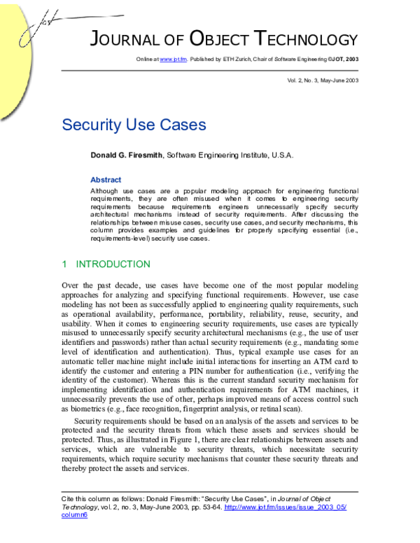 (PDF) Security Use Cases