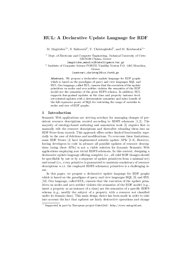 (PDF) RUL: A declarative update language for RDF