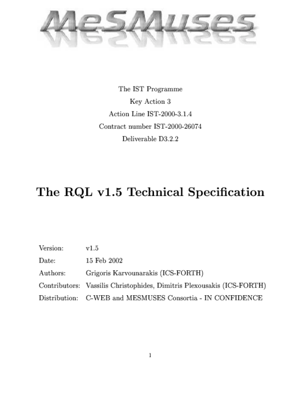 (PDF) The RQL v1. 5 Technical Specification