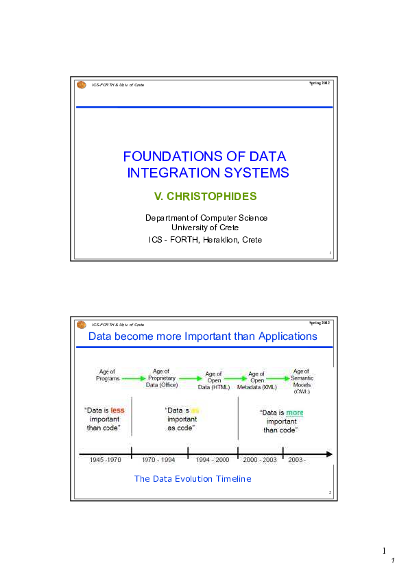 (PDF) FOUNDATIONS OF DATA INTEGRATION SYSTEMS