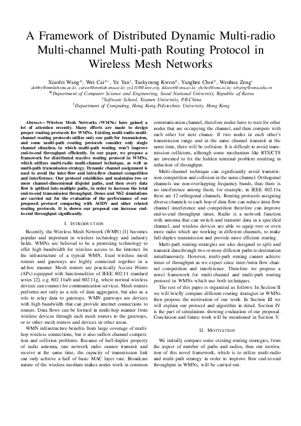 (PDF) Dynamic Multi-Path Routing for WMNs