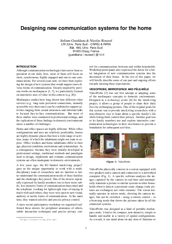 (PDF) Designing new communication systems for the home