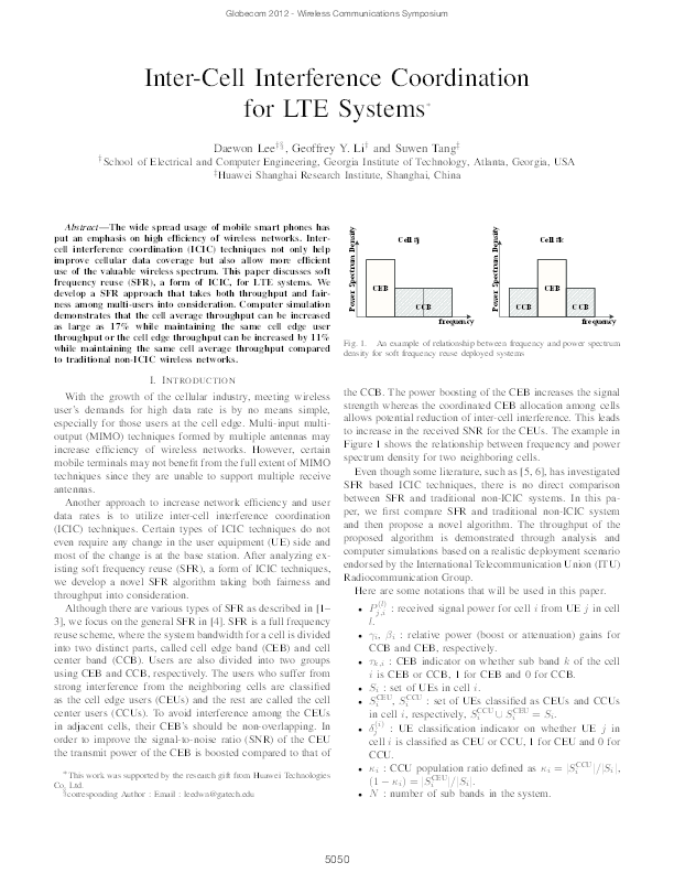 (PDF) Inter-Cell Interference Coordination for LTE Systems