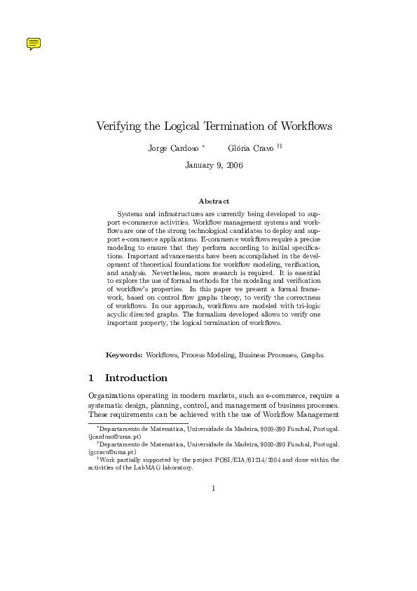 (PDF) Verifying the logical termination of workflows