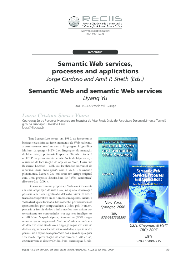 (PDF) Semantic Web services, processes and applications
