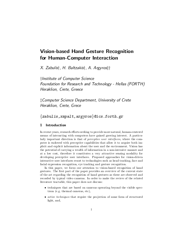 (PDF) Vision-based hand gesture recognition for human-computer interaction