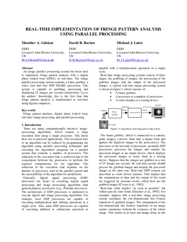 (PDF) REAL-TIME IMPLEMENTATION OF FRINGE PATTERN ANALYSIS USING PARALLEL PROCESSING