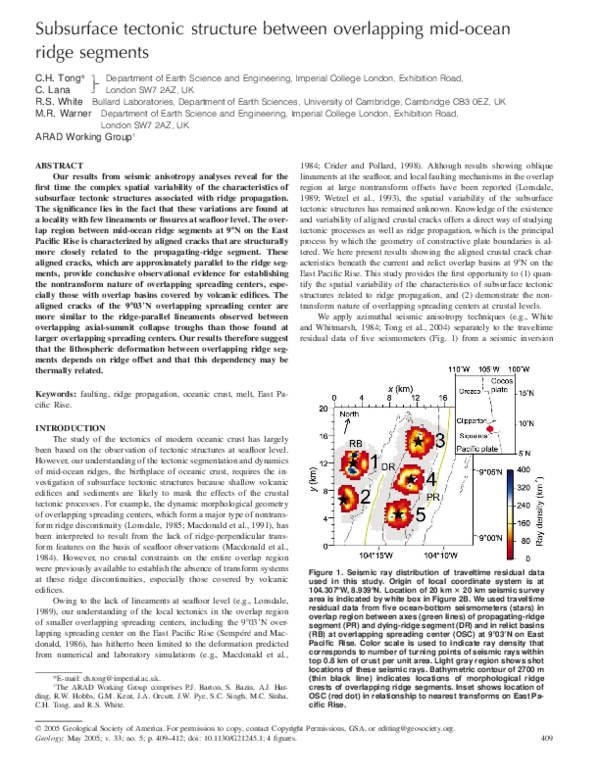 (PDF) Subsurface tectonic structure between overlapping mid-ocean ridge ...