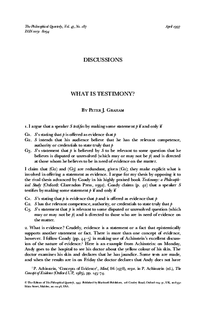 (PDF) What is Testimony?
