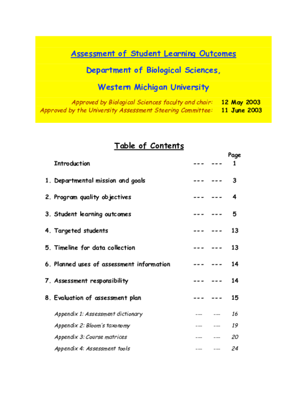 (PDF) Assessment of Student Learning Outcomes