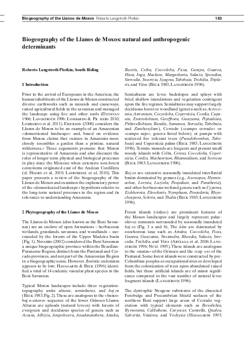 (PDF) Biogeography of the Llanos de Moxos: natural and anthropogenic ...