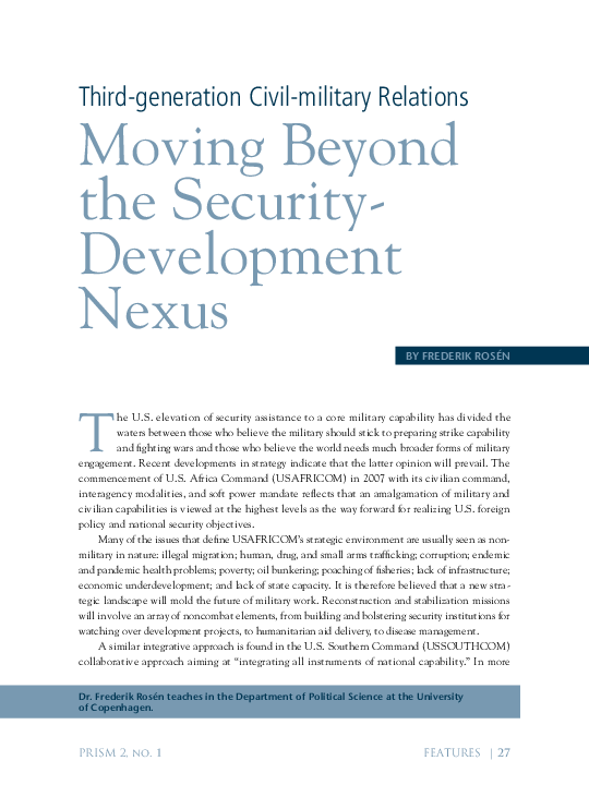 (PDF) Third-Generation Civil-Military Relations. Moving Beyond the ...