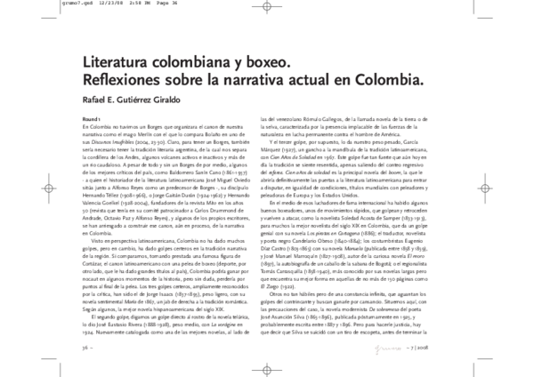 (PDF) Literatura colombiana y boxeo: reflexiones sobre la narrativa ...