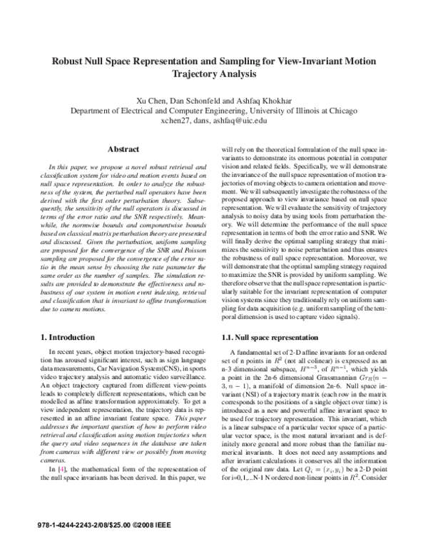 Pdf Robust Null Space Representation And Sampling For View Invariant