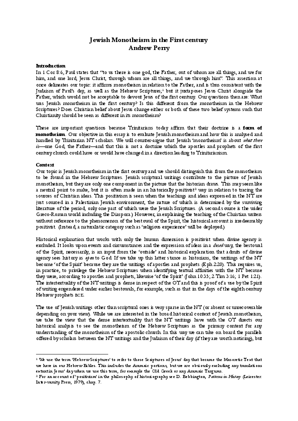 (PDF) Jewish Monotheism in the First Century