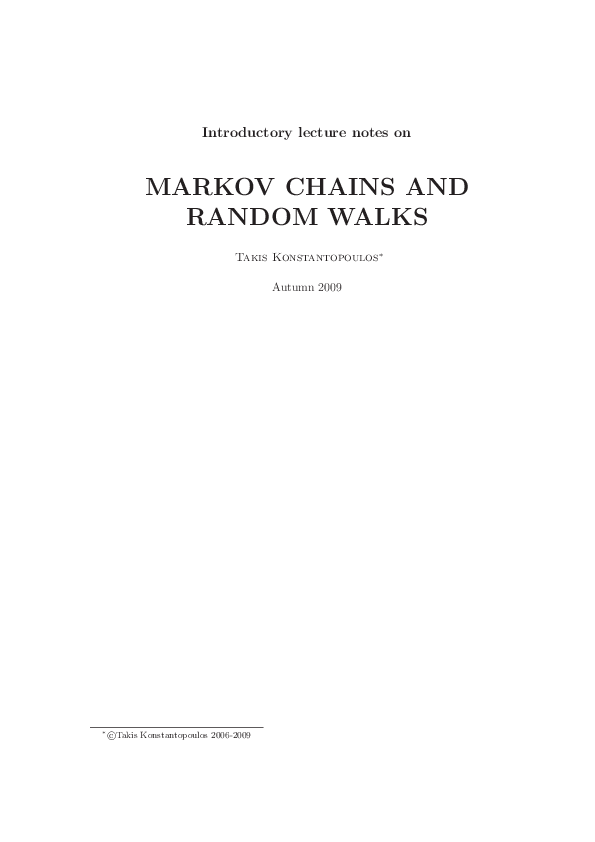 (PDF) MARKOV CHAINS AND RANDOM WALKS