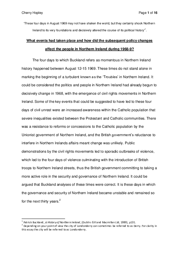 (DOC) Beginning of the Troubles - Northern Ireland 1969