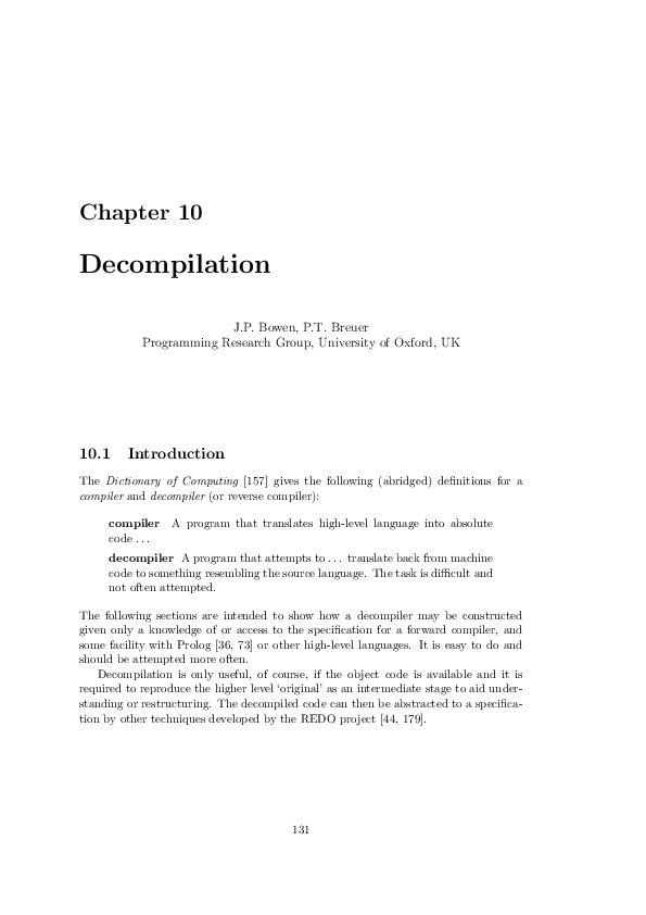 (PDF) Decompilation