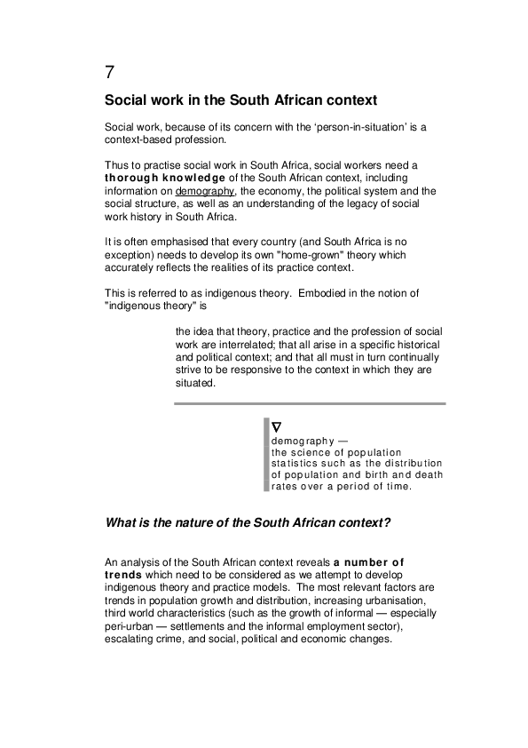 (PDF) Social Work: A beginner's text - Chapter 7 'Social Work in the ...