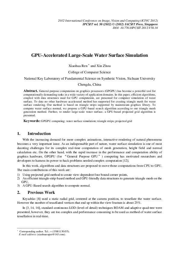 (PDF) GPU-Accelerated Large-Scale Water Surface Simulation