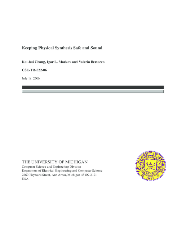 (PDF) Keeping physical synthesis safe and sound