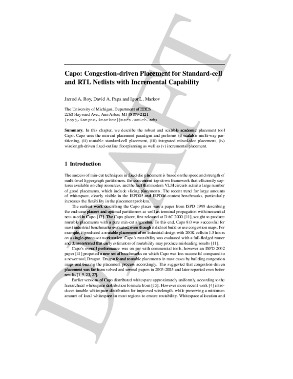 (PDF) Capo: Congestion-driven Placement for Standard-cell and RTL ...