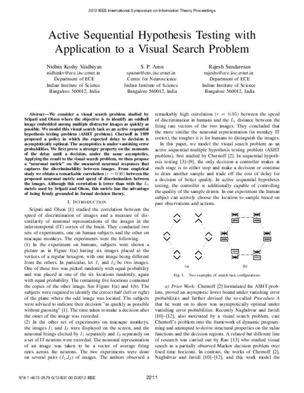 Pdf Active Sequential Hypothesis Testing With Application To A Visual 0613