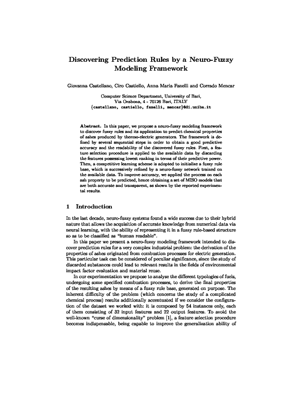 (PDF) Discovering prediction rules by a neuro-fuzzy modeling framework (PDF) Discovering prediction rules by a neuro-fuzzy modeling framework