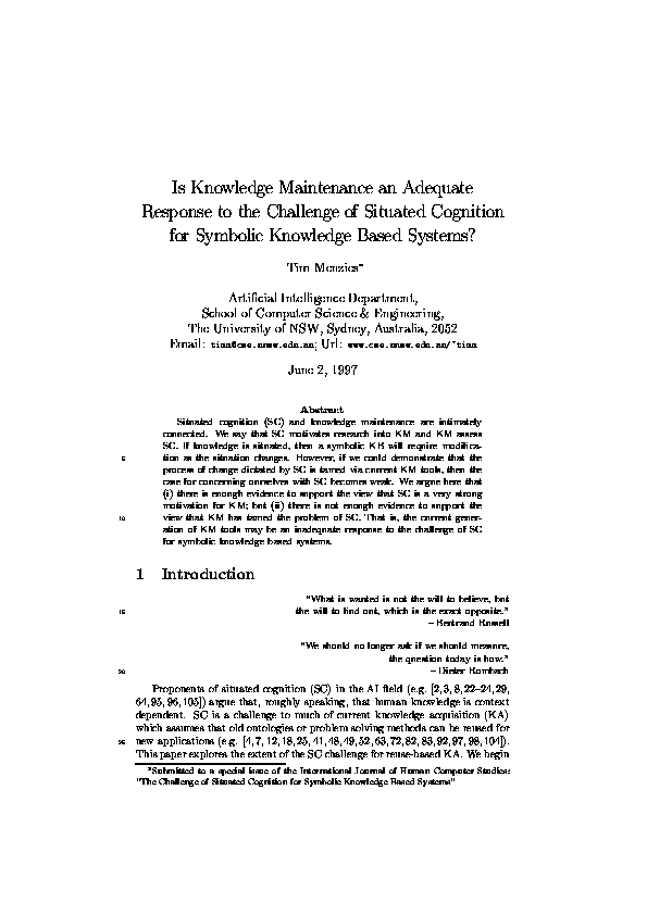 (PDF) Is knowledge maintenance an adequate response to the challenge of ...