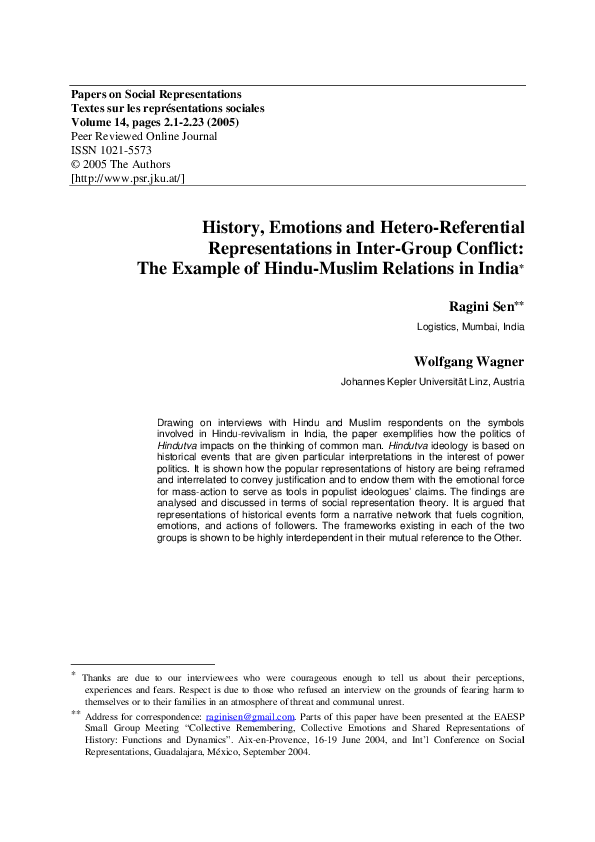 (PDF) History, emotions and hetero-referential representations in inter ...